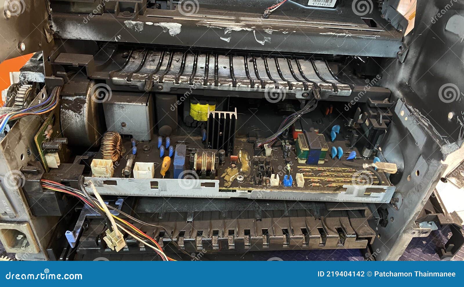 An Interior Close-up of the Broken and Damaged Printer Removed by a ...