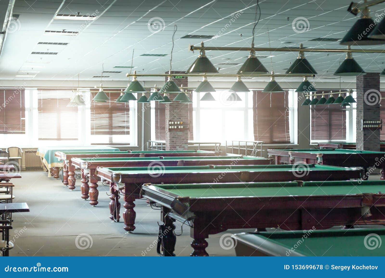 Interior of a Club Having Billiard Tables. Stock Photo - Image of ...