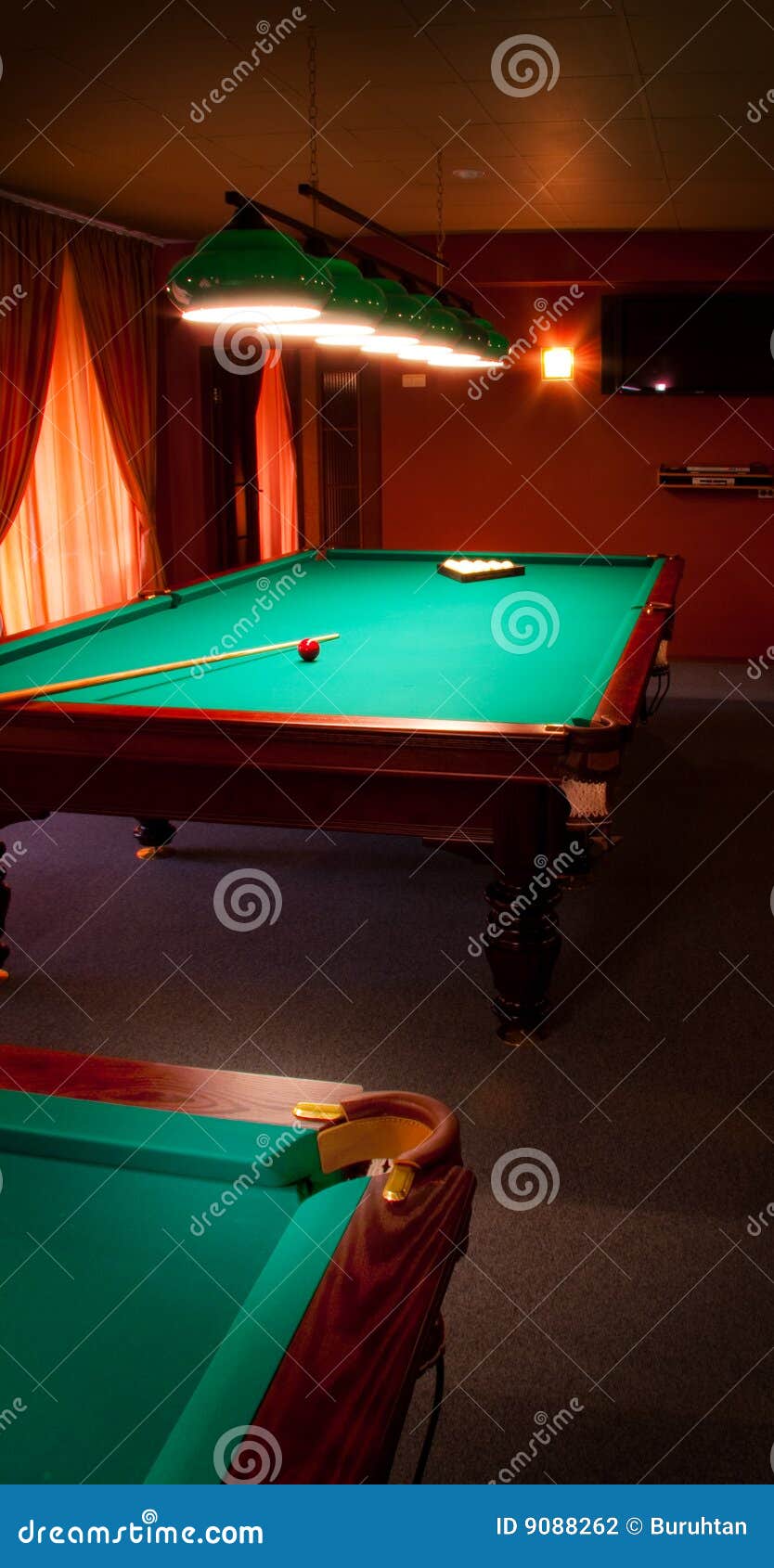 Interior of a Club Having Billiard Tables Stock Photo - Image of felt ...