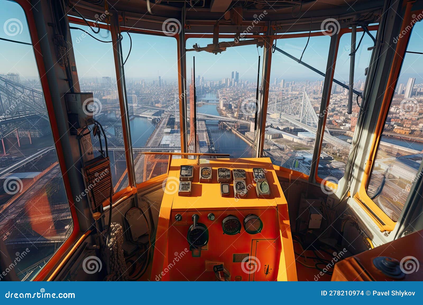 Interior of the Cockpit Control Crane, on the Customs Terminal. Stock ...
