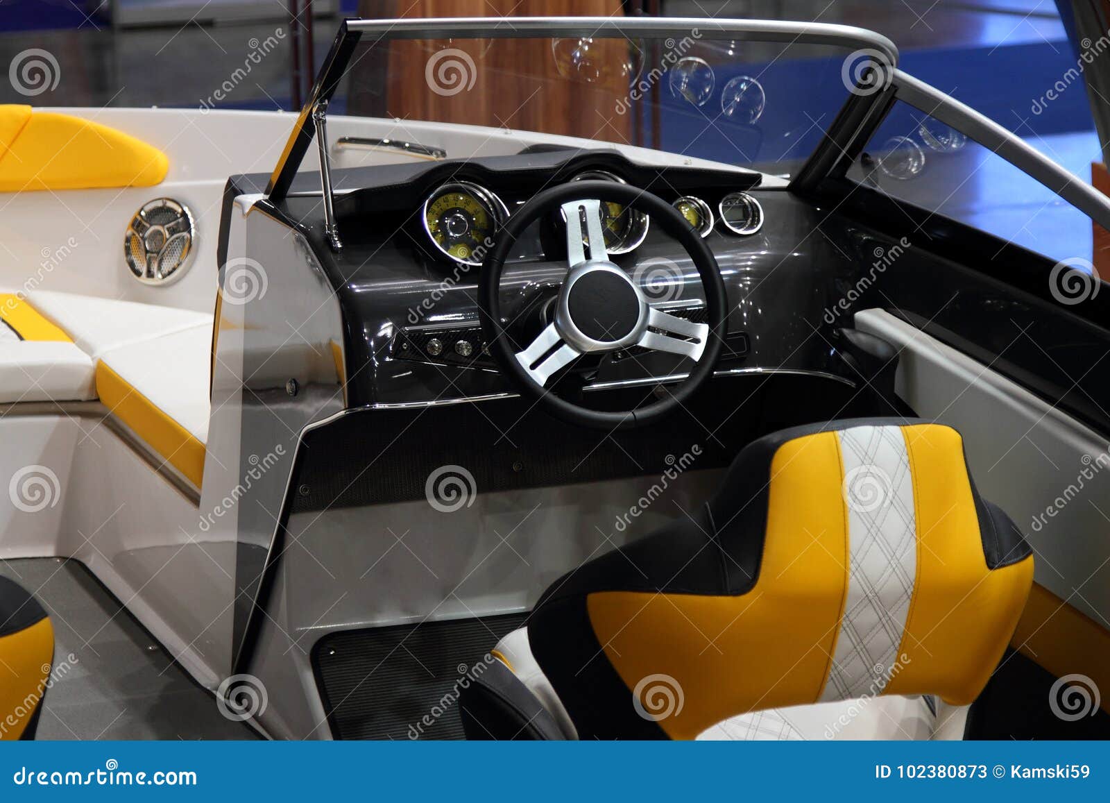 Interior and Cockpit of Speedboat. Stock Image - Image of nautical ...