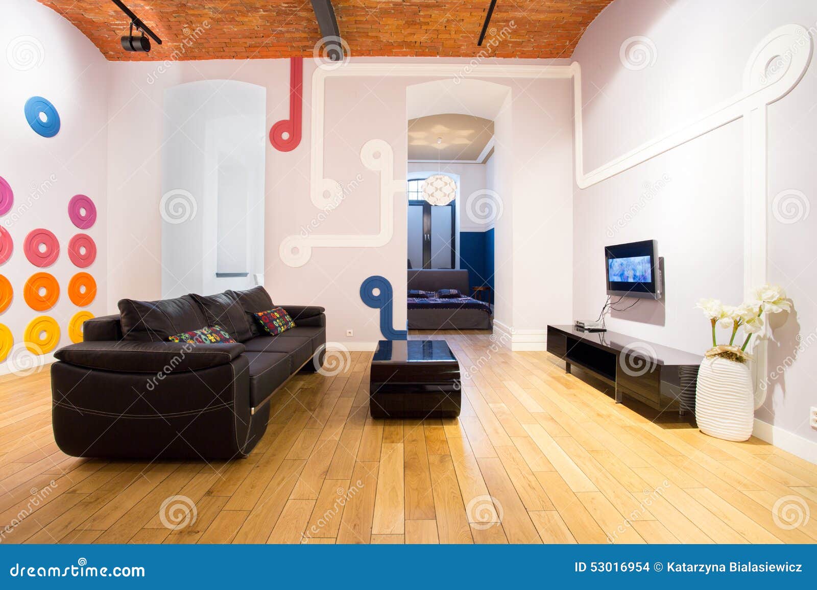 Interior with Color Details Stock Photo - Image of parquet, ceiling ...