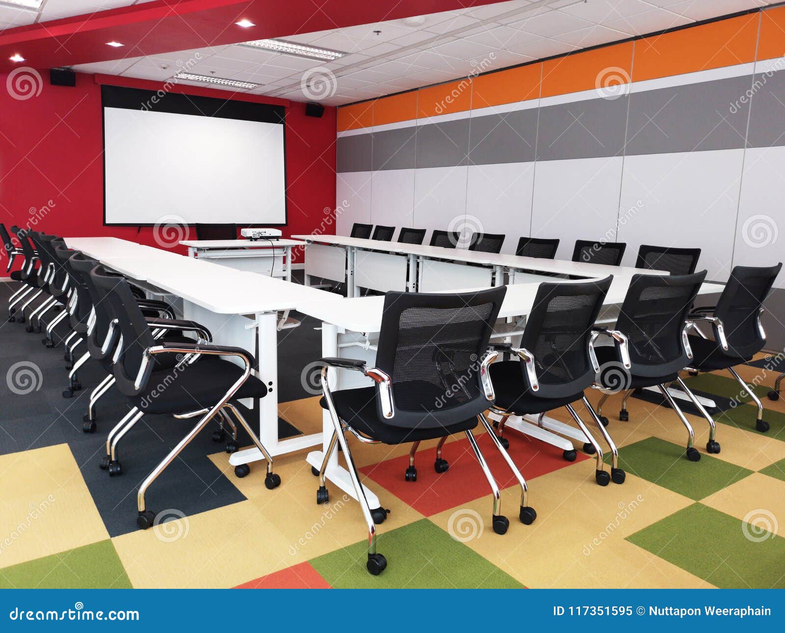 Interior of Colourful Meeting Room in Modern Office, Empty Room Stock ...