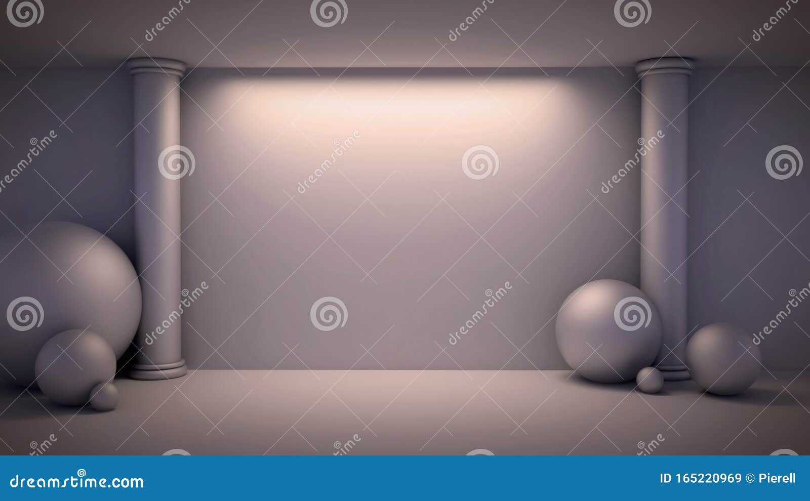 Interior with Columns and Balls Stock Illustration - Illustration of ...