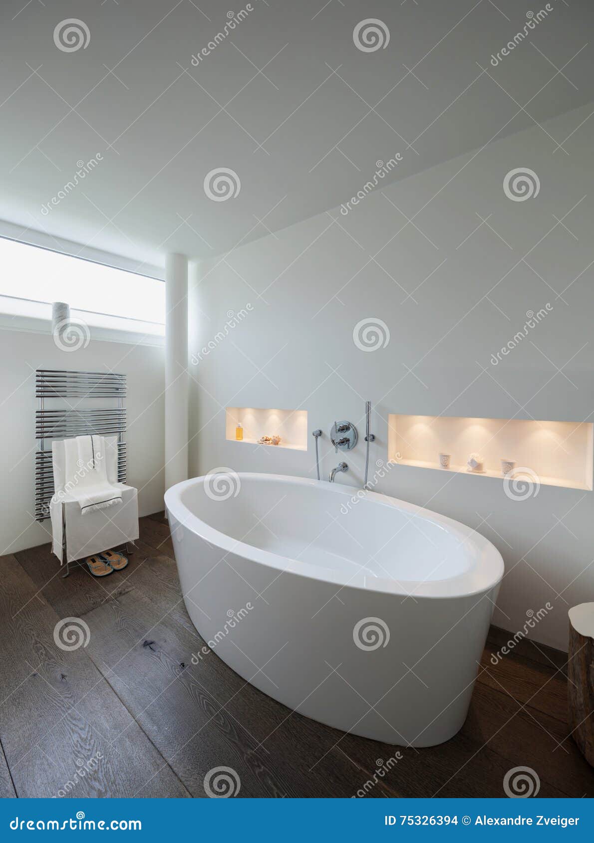 Interior, Comfortable Bathroom Stock Photo - Image of open, hardwood ...