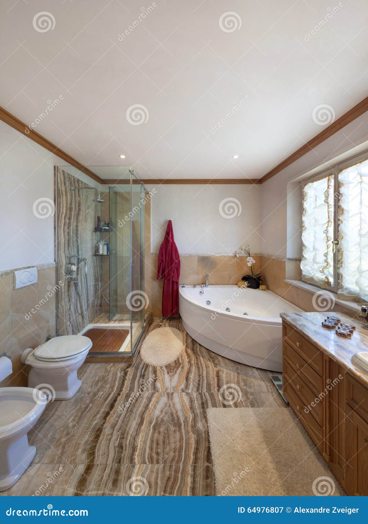 Interior, Comfortable Bathroom Stock Image - Image of wide, style: 64976807