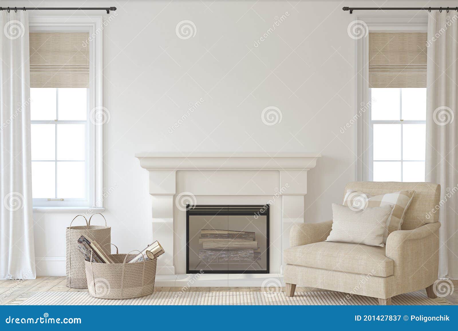 Interior Con Cheminea Render 3d Stock de ilustración - Ilustración de ...