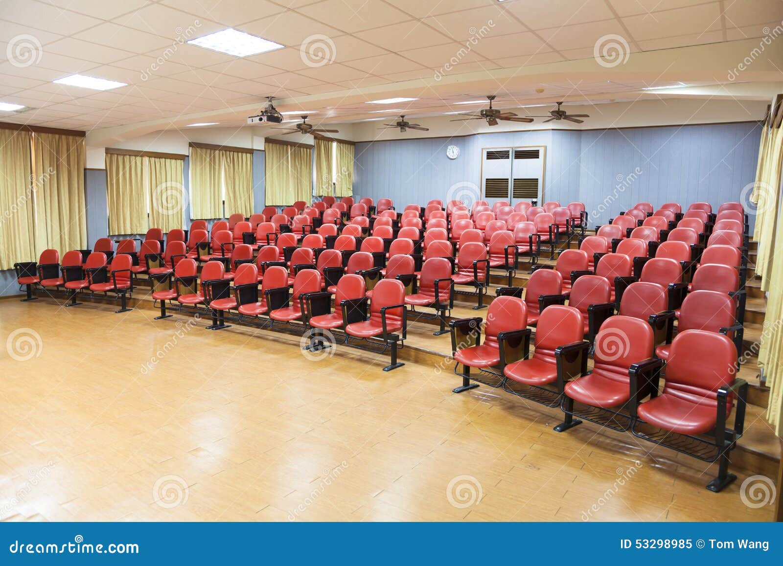 Interior of Conference Hall with Red Chairs Stock Image - Image of ...