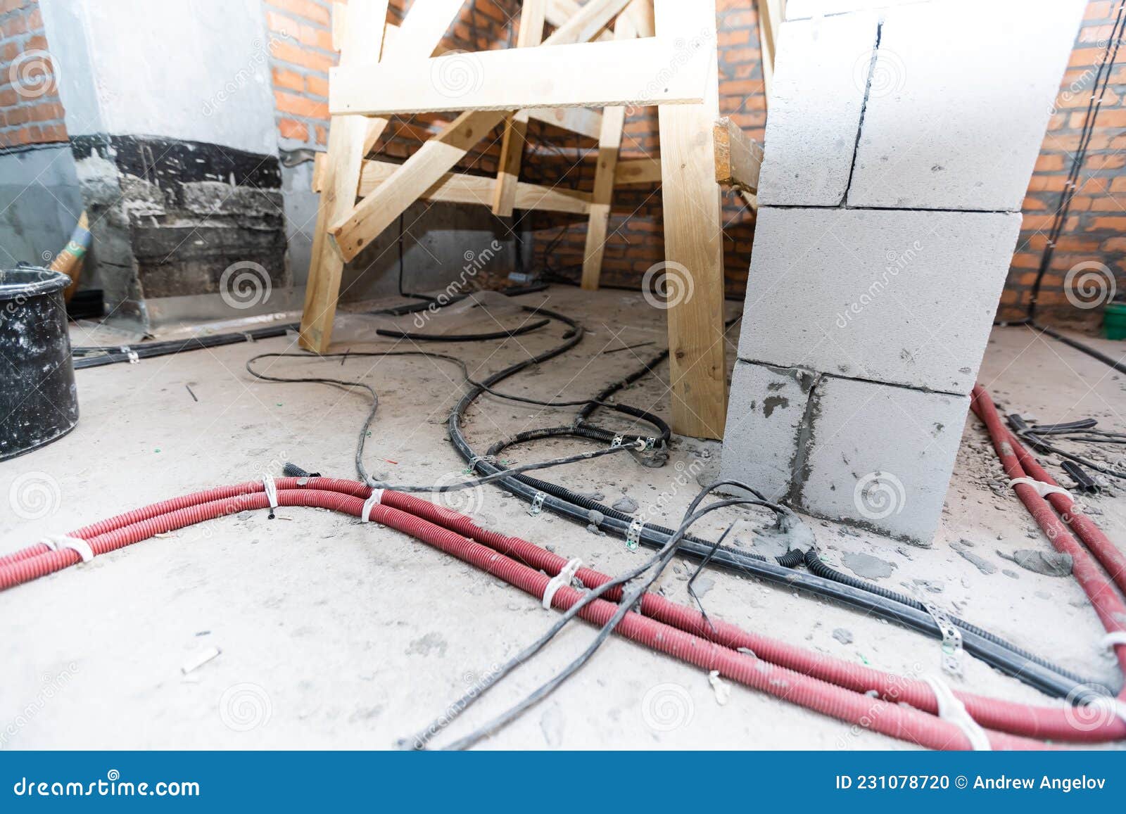 Interior Construction Building Site and Electrical Installation Stock ...