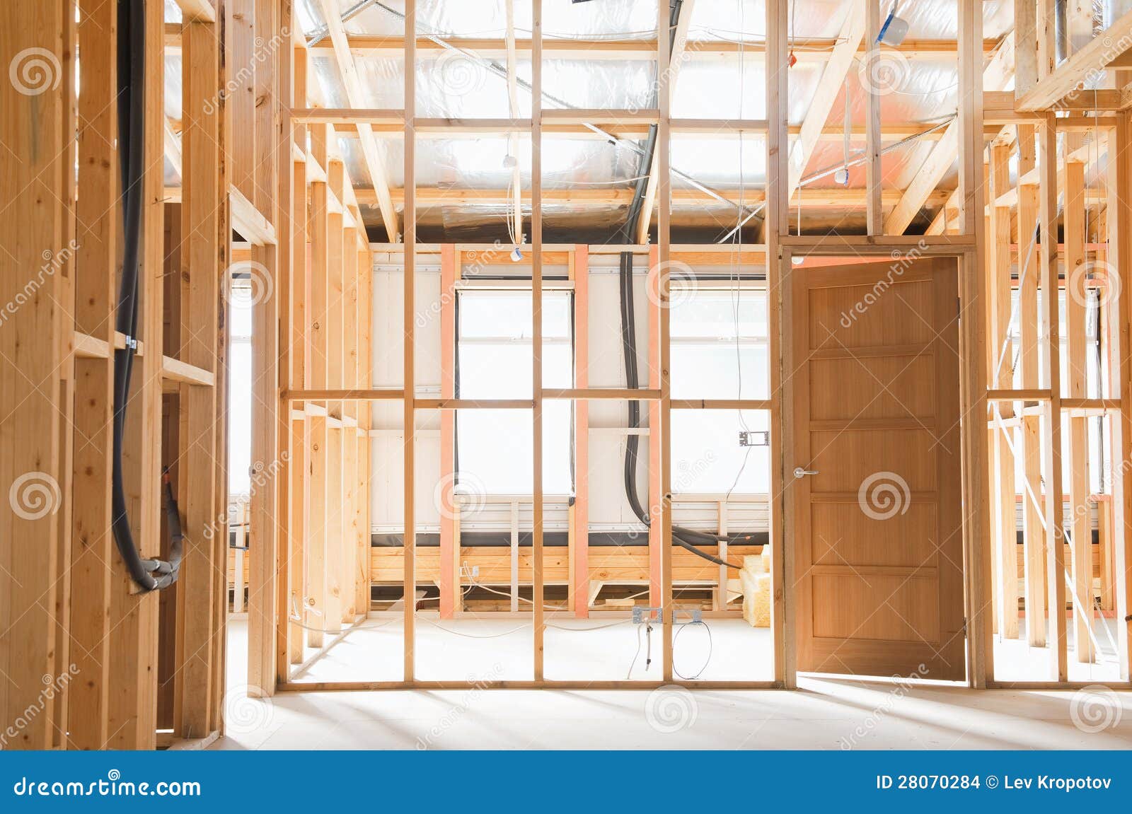 Interior of Construction Home Stock Photo - Image of lagging, project ...
