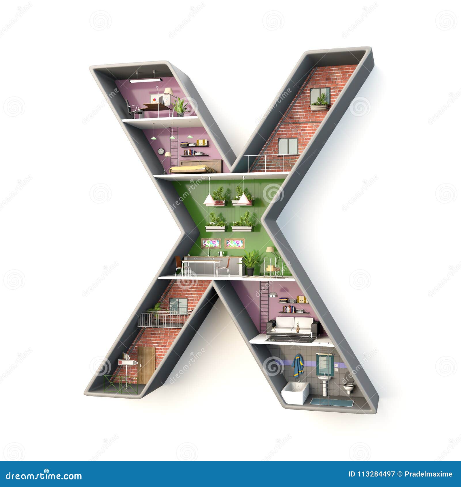 Interior of a Construction in Shape of Letter `X` Stock Illustration ...