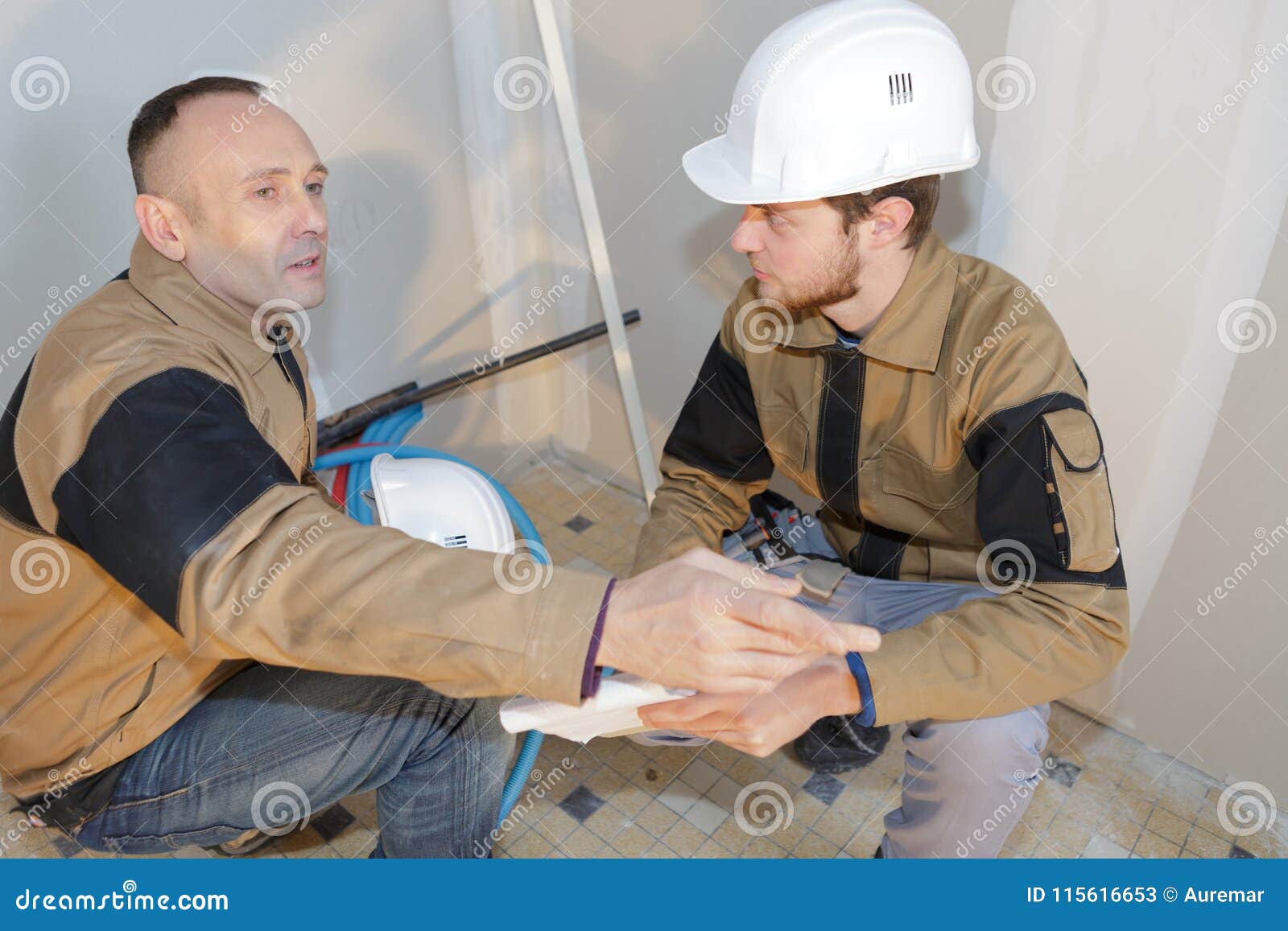 The Interior Construction Team Stock Image - Image of leaning ...