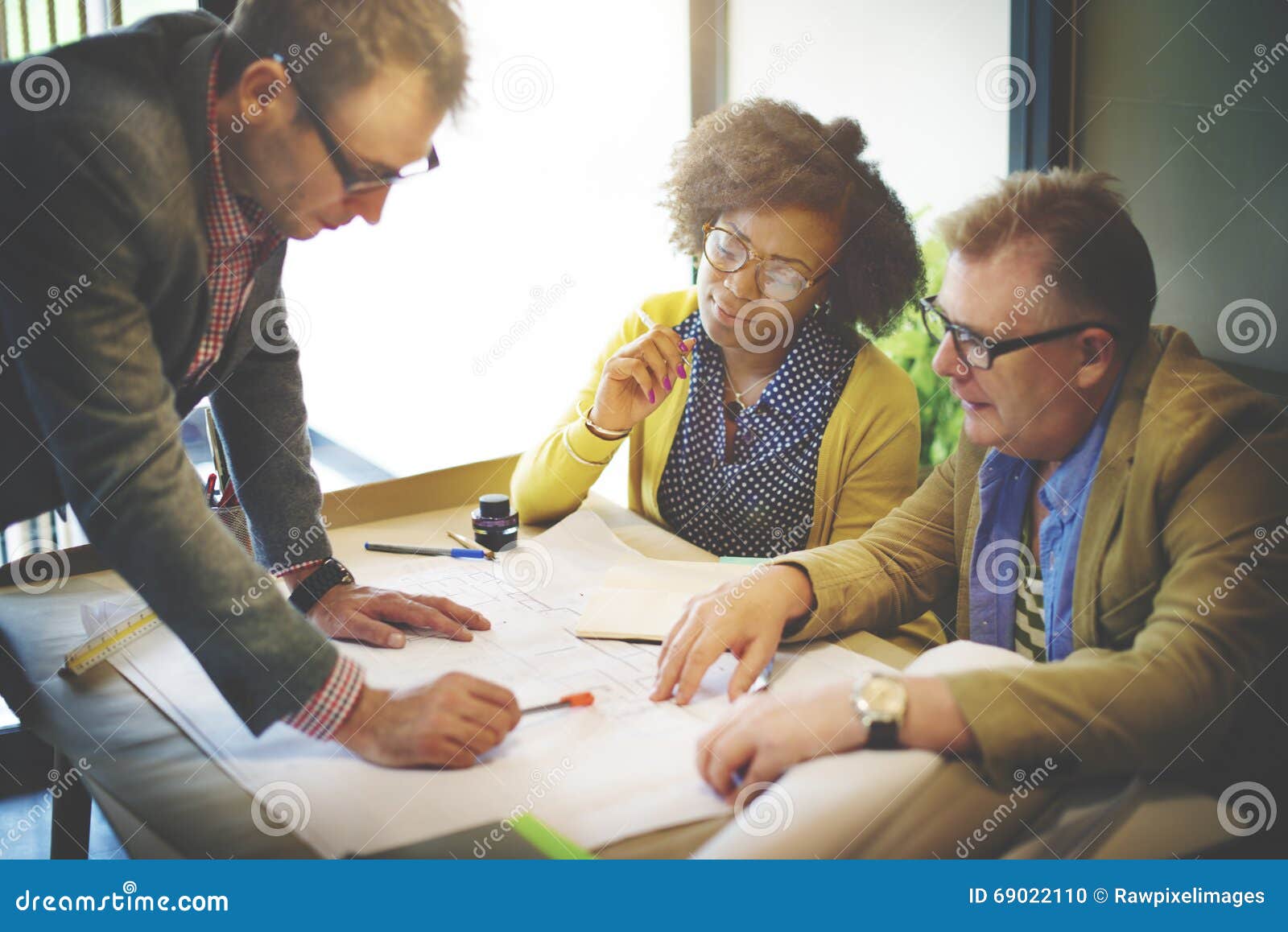 Interior Construction Team Meeting Brainstorming Concept Stock Photo ...