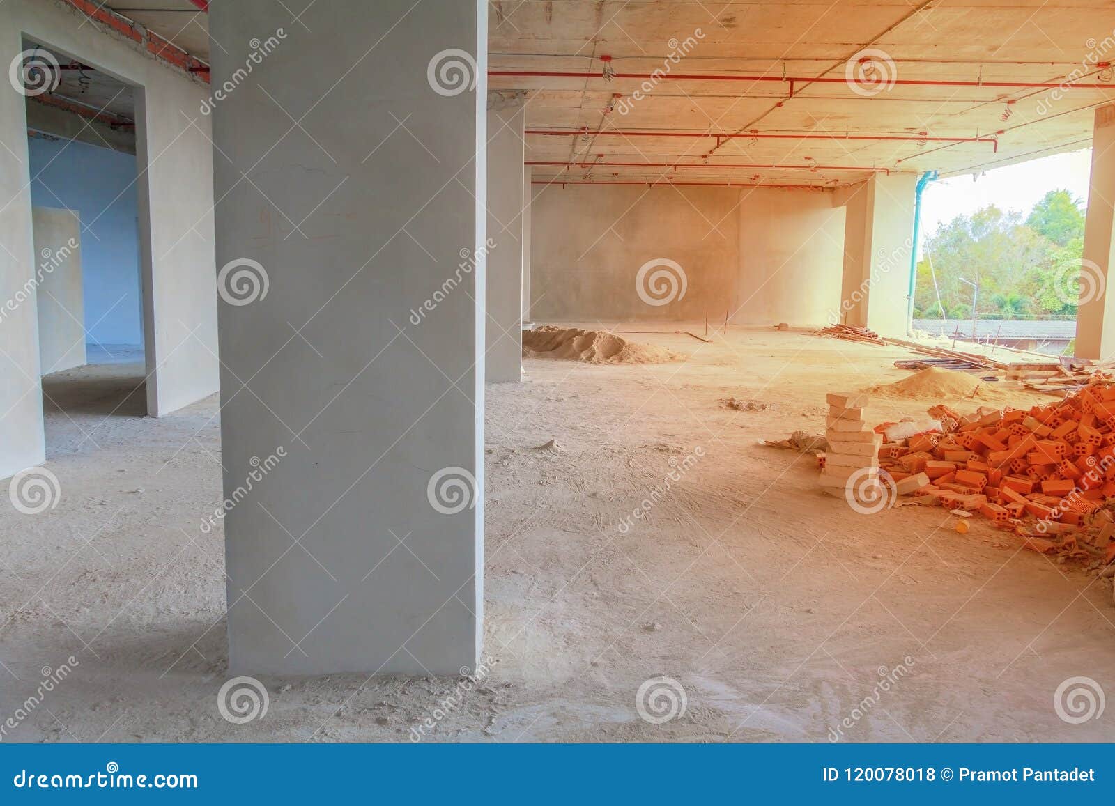Interior in Construction and Wall Decoration at Building Site Stock ...