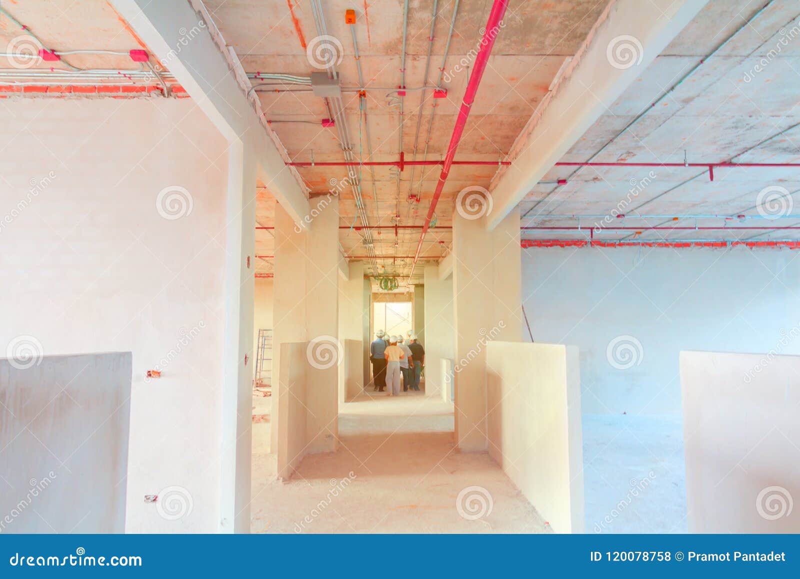 Interior in Construction and Wall Decoration at Building Site with ...
