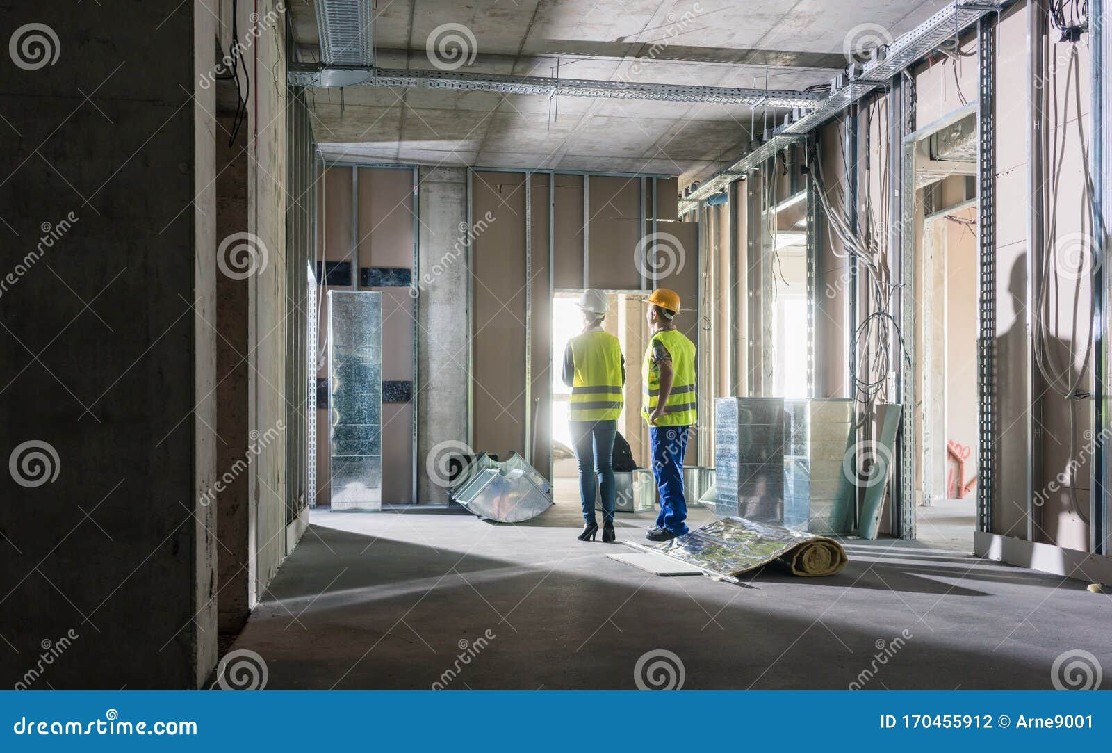 Interior Construction Works in a Building Stock Photo - Image of ...