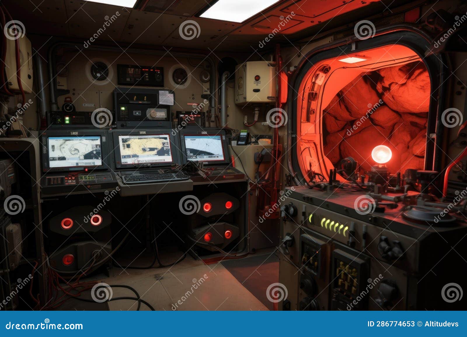 Interior Control Panel of Mars Simulation Habitat Stock Illustration ...