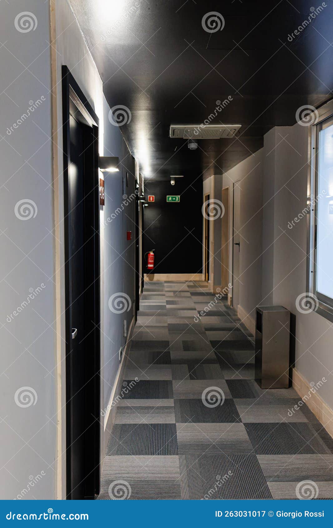 Interior Corridor of a Hotel with Nobody and Closed Door Stock Image ...