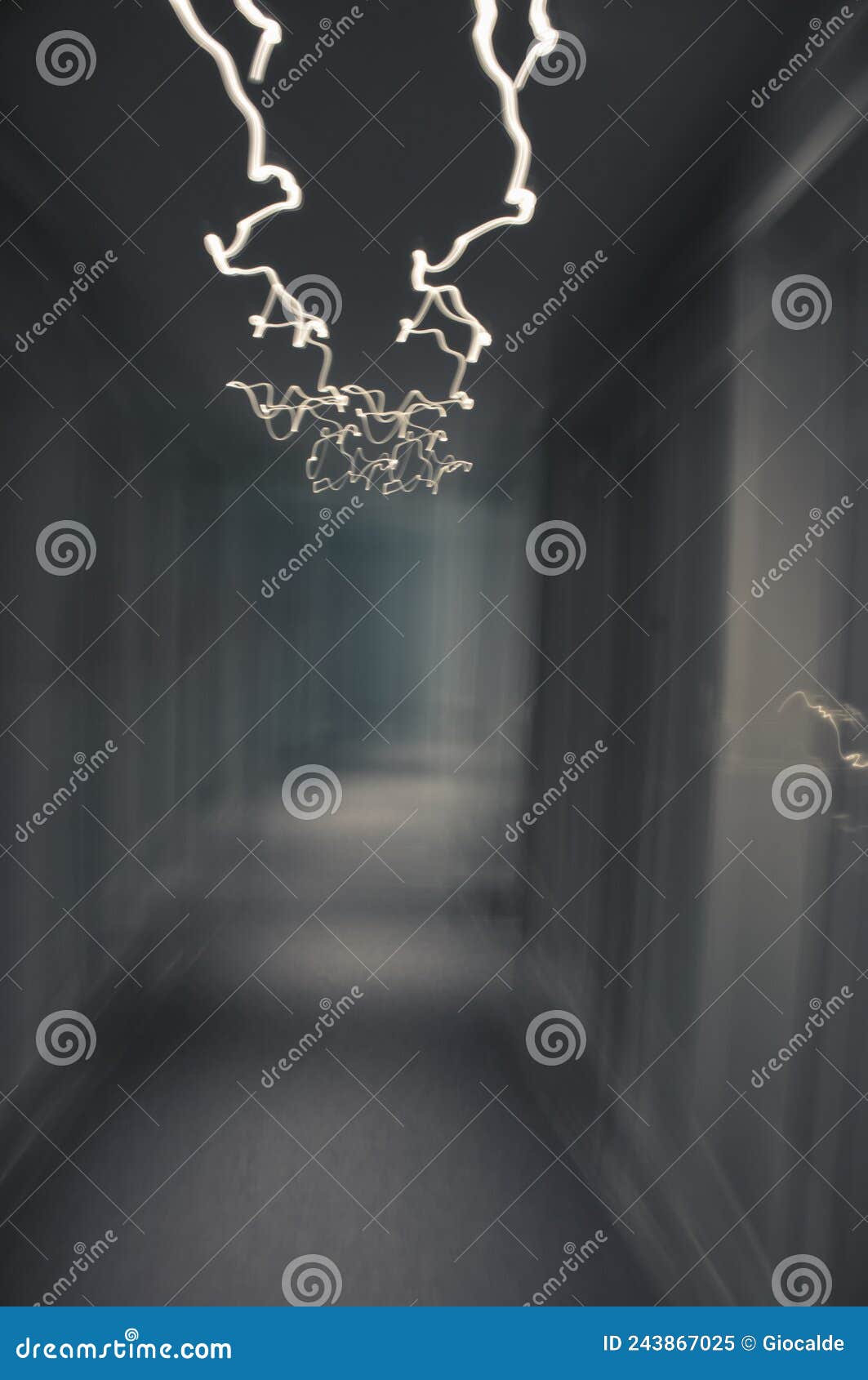 Interior Corridor of a Nightmare Building Stock Image - Image of ...
