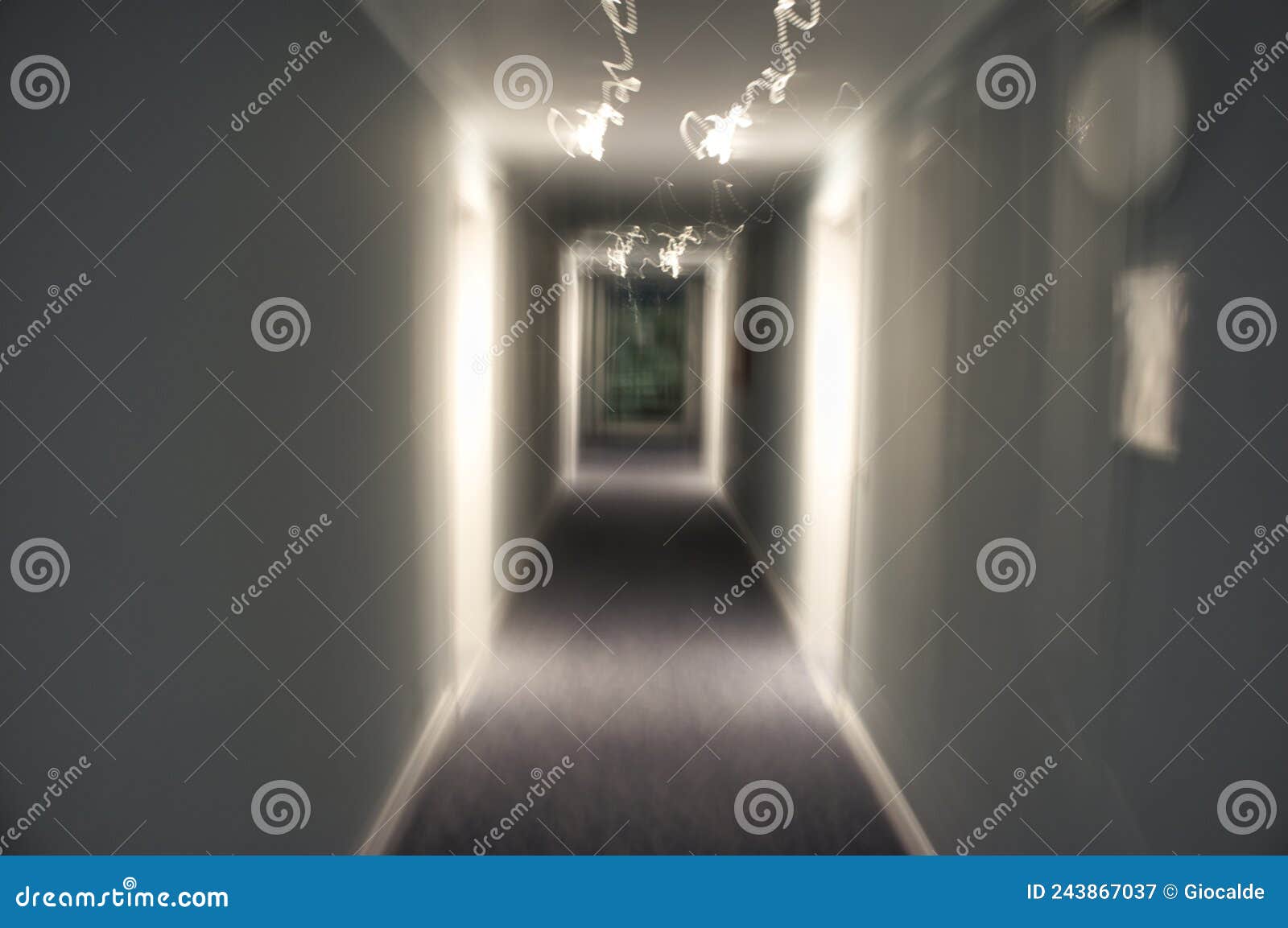 Interior Corridor of a Nightmare Building Stock Image - Image of ...