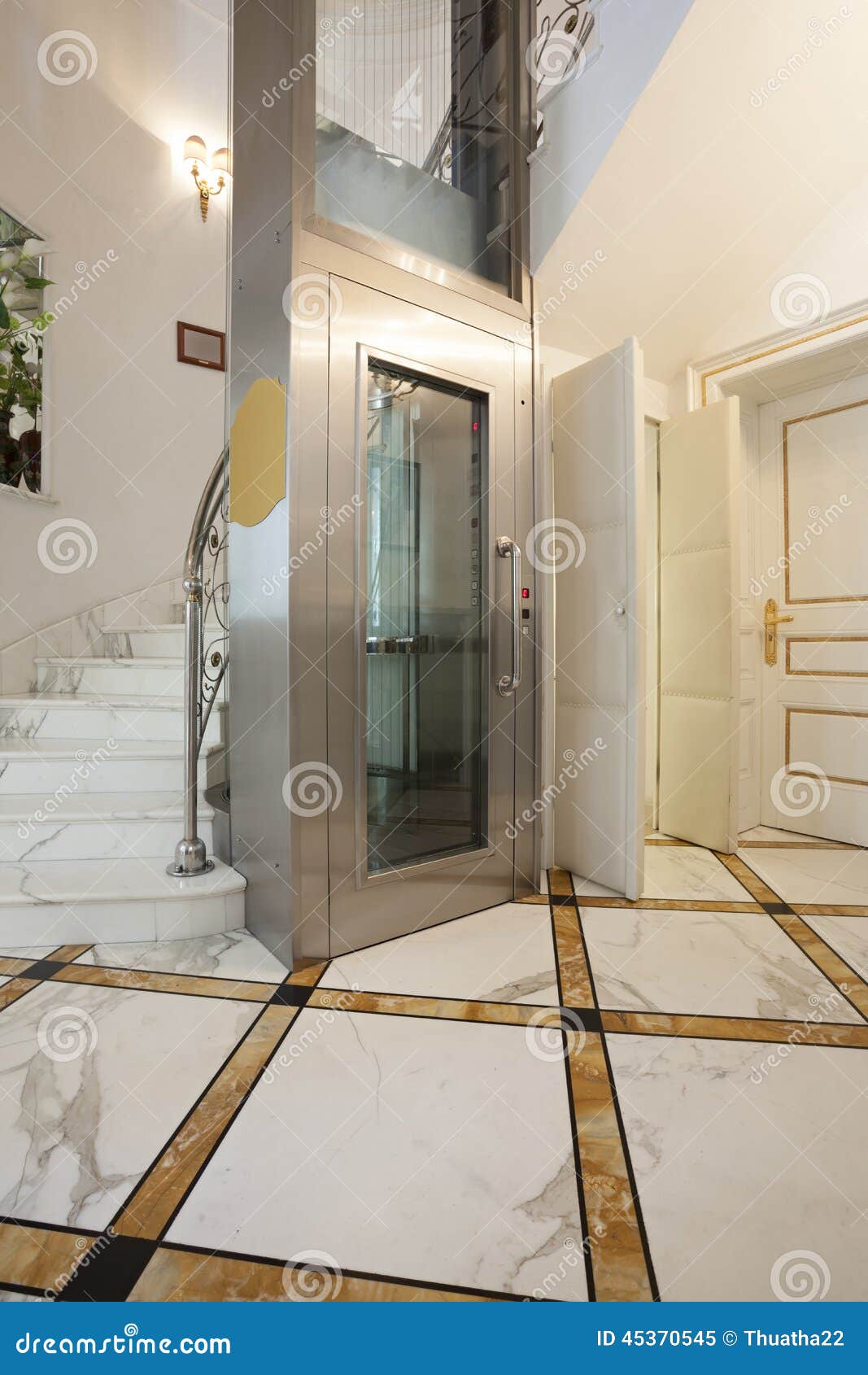 The Passenger Lift Shaft Seen From The Glass Cabin, A Glazed Roof At ...