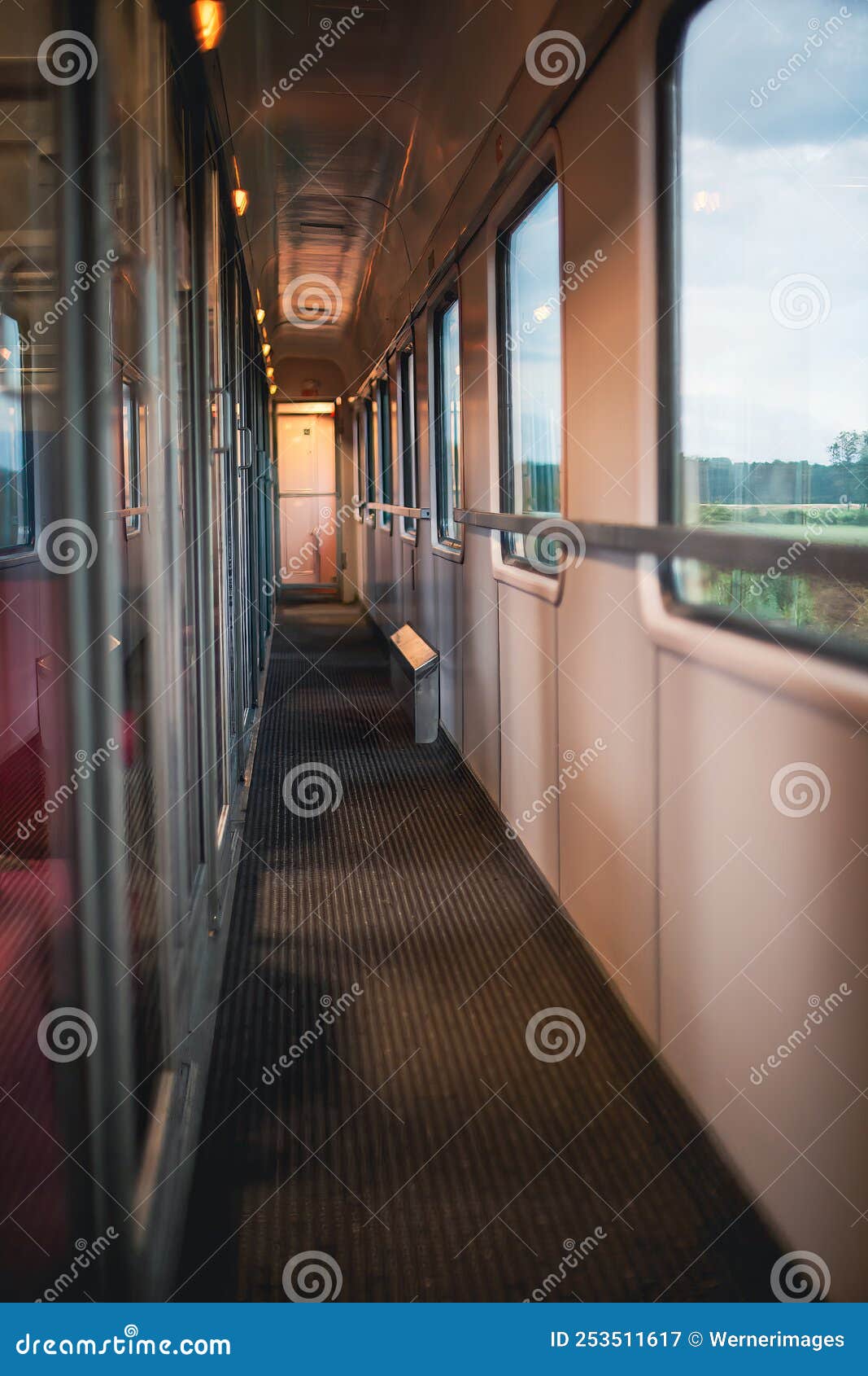 Interior Corridor of a Running Train Stock Image - Image of railcar ...