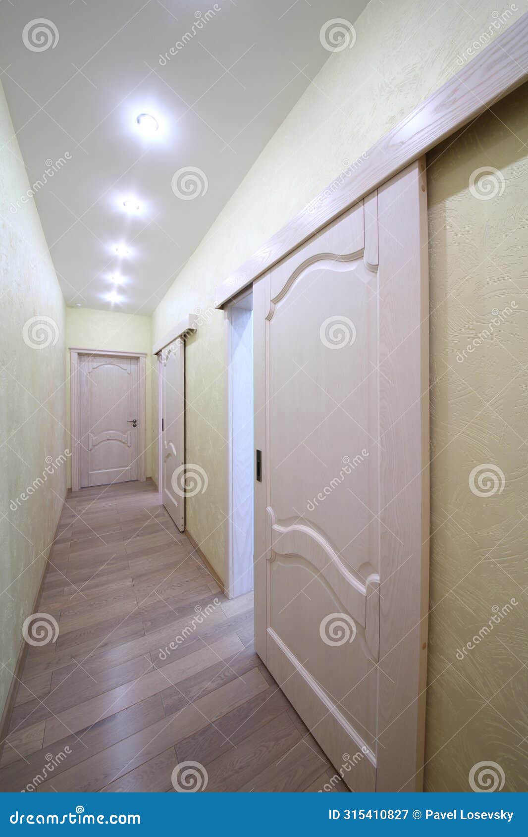 Interior Corridor with Two Open Doors Coupe in the Stock Image - Image ...