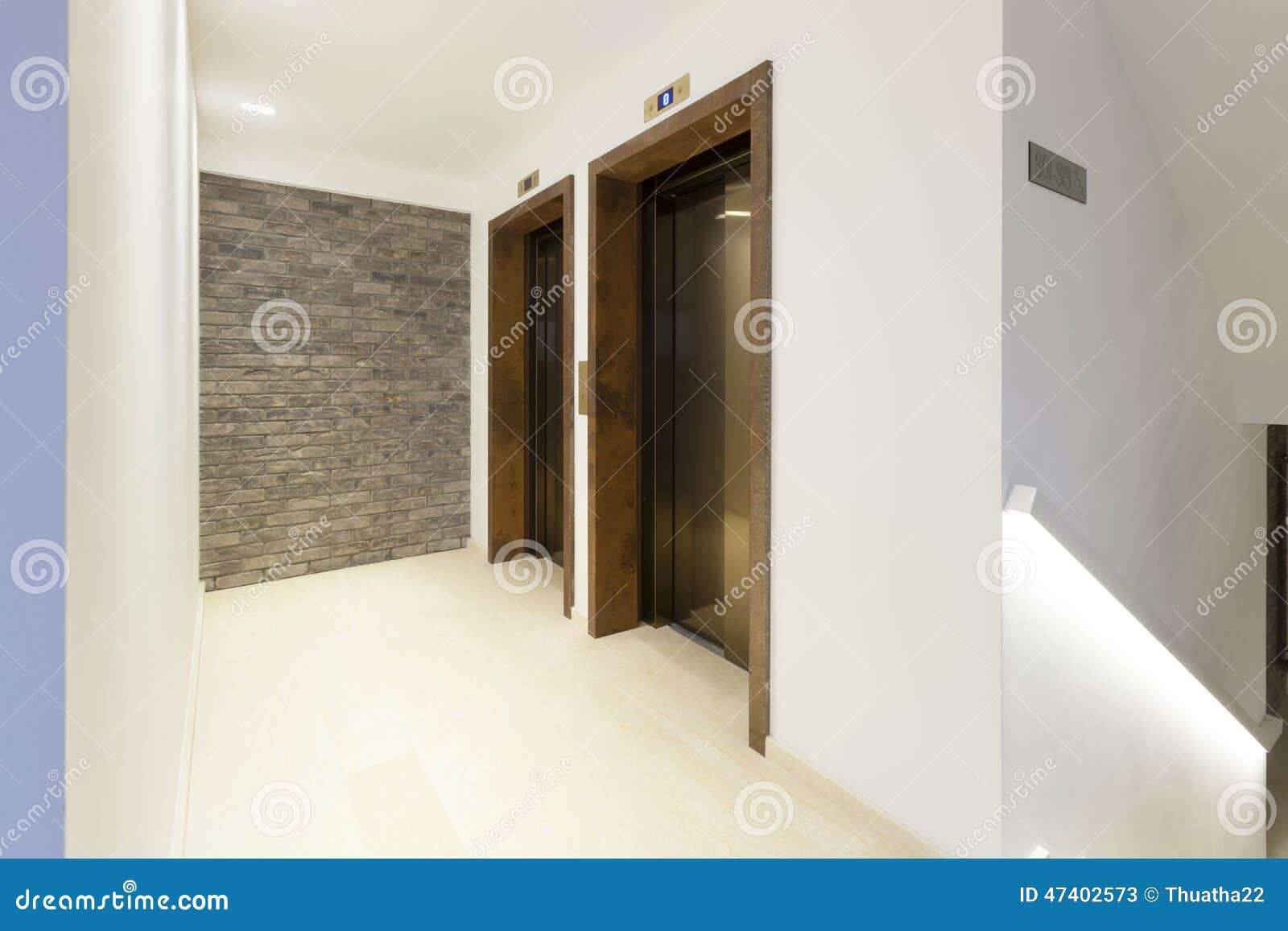 Interior, Lift Shaft, View From Lift Car Showing Wire Rope Cables And ...