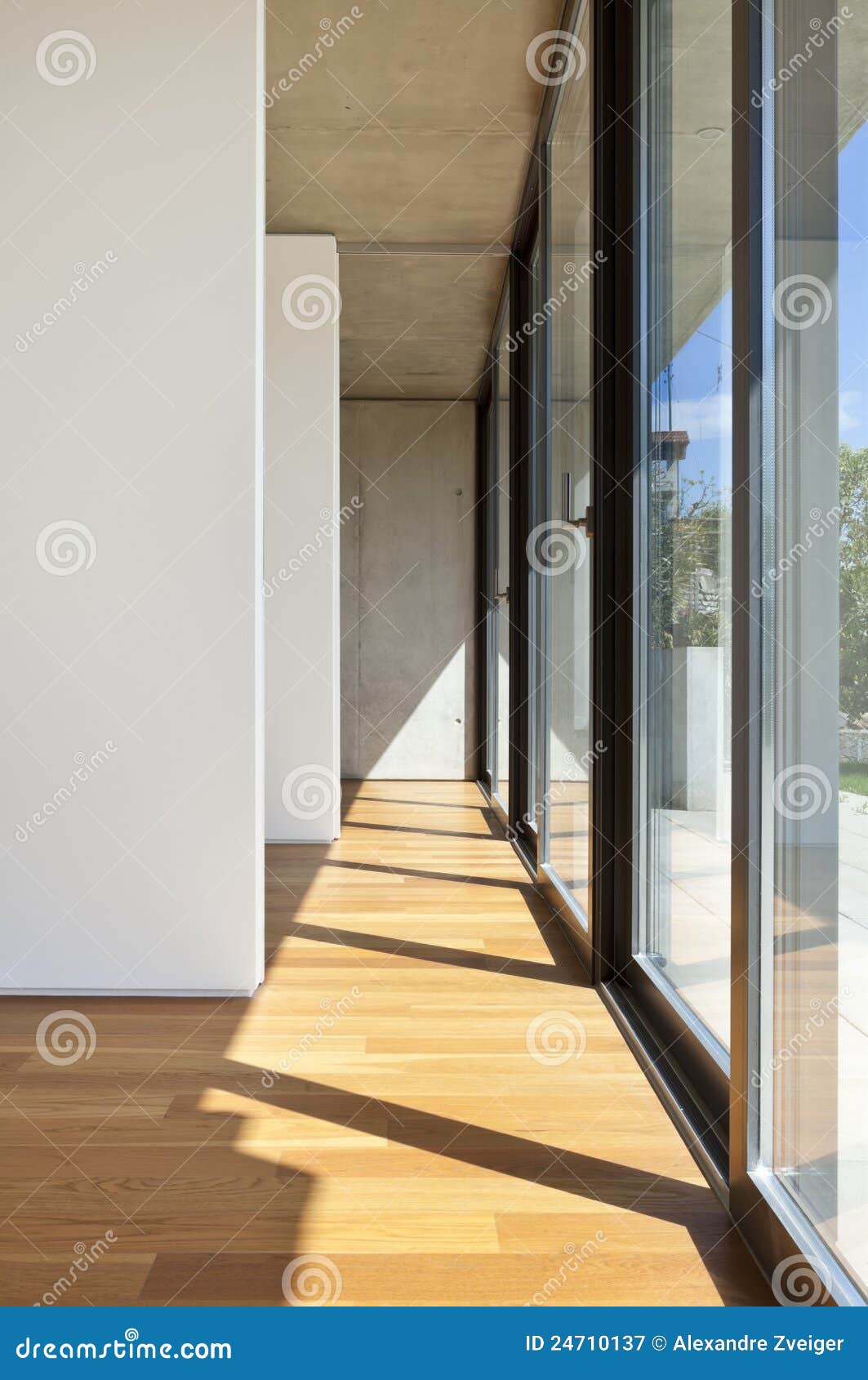 Interior, Corridor and Windows Stock Image - Image of house, material ...