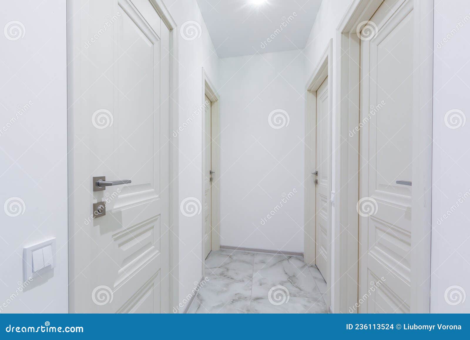 Interior of Corridors in a Large Apartment with White Walls Stock Photo ...