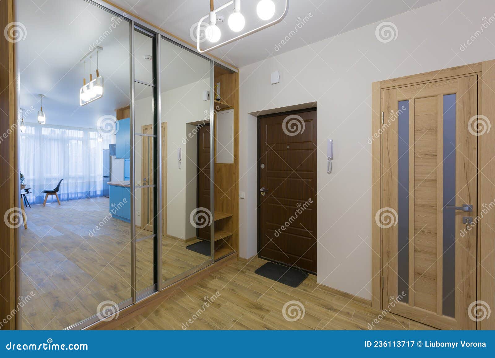Interior of Corridors in a Large Apartment with White Walls Stock Image ...