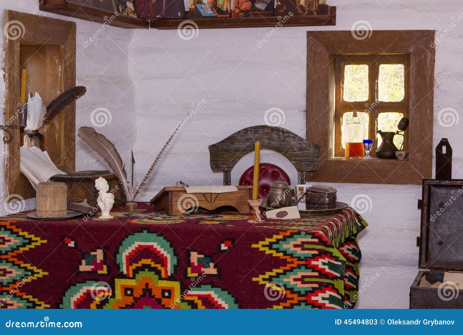 Interior Cossack home stock image. Image of inkwell, literature - 45494803