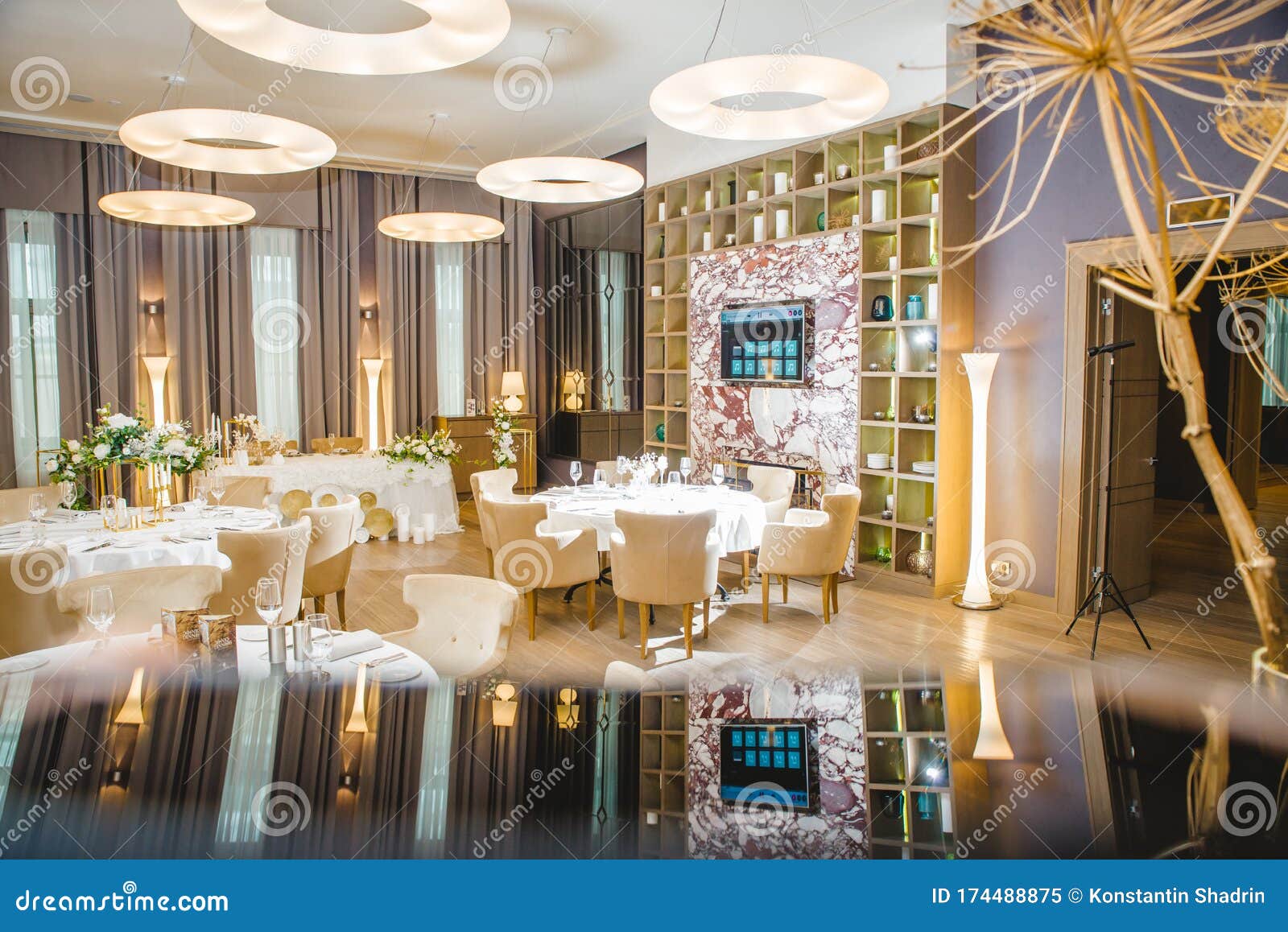 Interior of Cosy Modern Cafe Stock Image - Image of hardwood, design ...