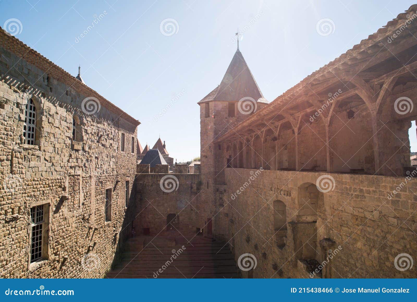Interior Courtyard Medieval Castle at Carcassonne France Stock Photo ...