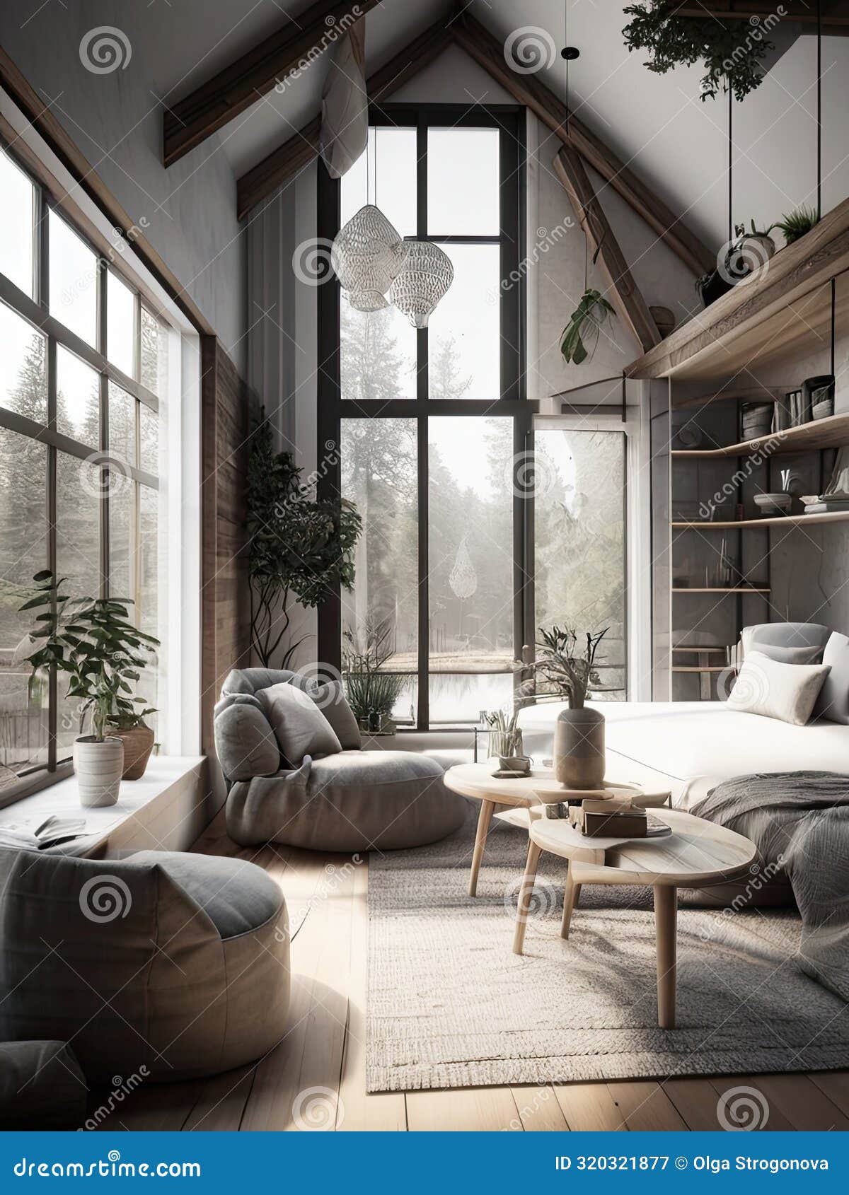 Interior of a Cozy Contemporary Bedroom Stock Image - Image of ...
