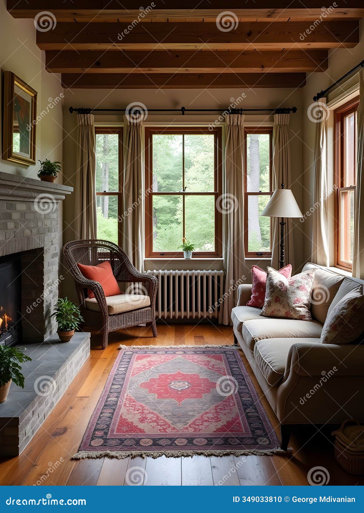 A Cozy Farmhouse-style Kitchen With Distressed Wood Cabinets And A ...