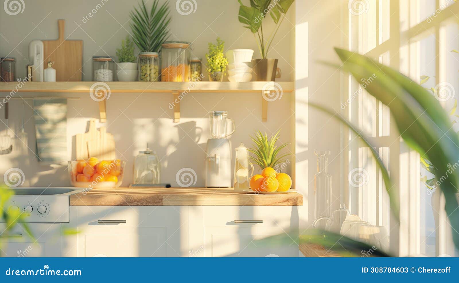 Interior of a cozy kitchen stock image. Image of contemporary - 308784603