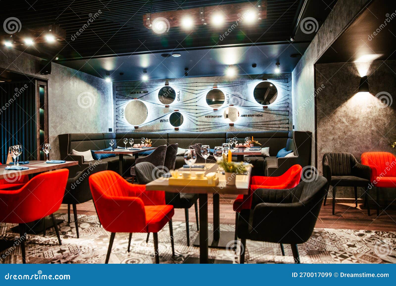 Interior of Cozy Modern Restaurant in Light, Soothing Colors with an ...