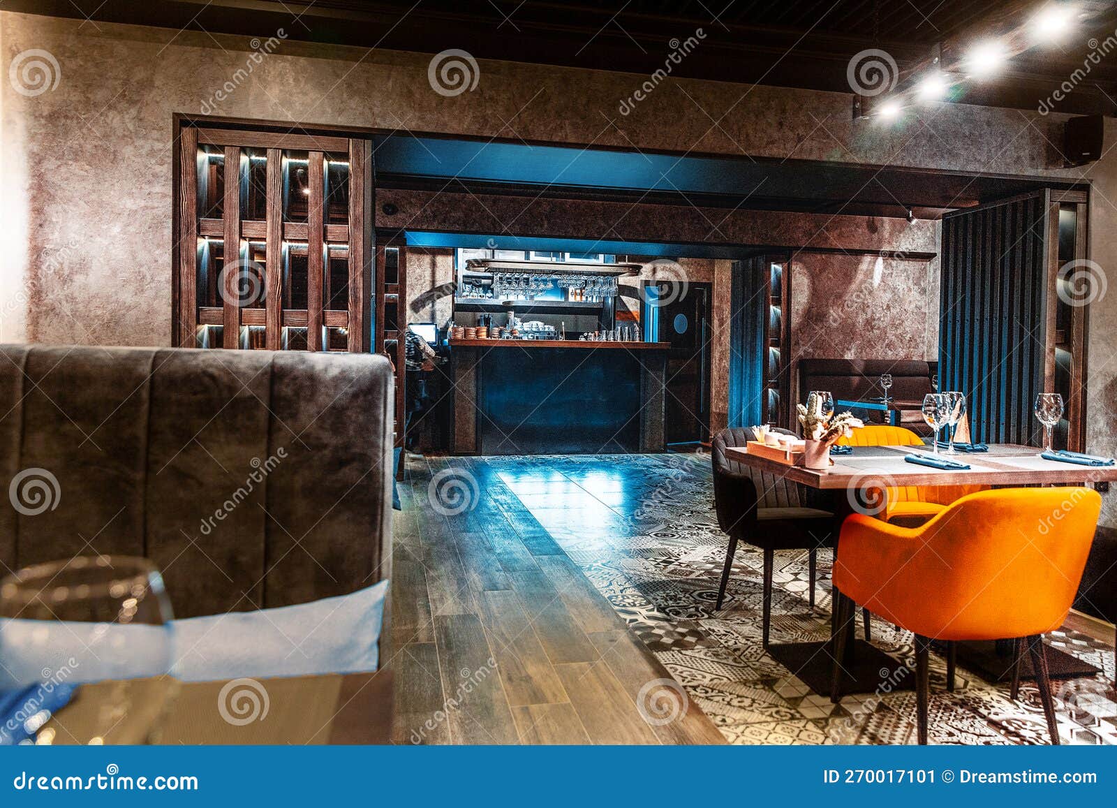 Interior of Cozy Modern Restaurant in Light, Soothing Colors with an ...