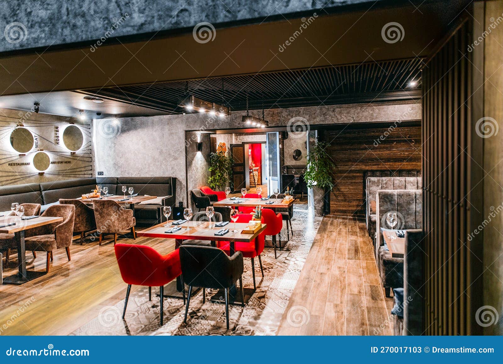 Interior of Cozy Modern Restaurant in Light, Soothing Colors with an ...