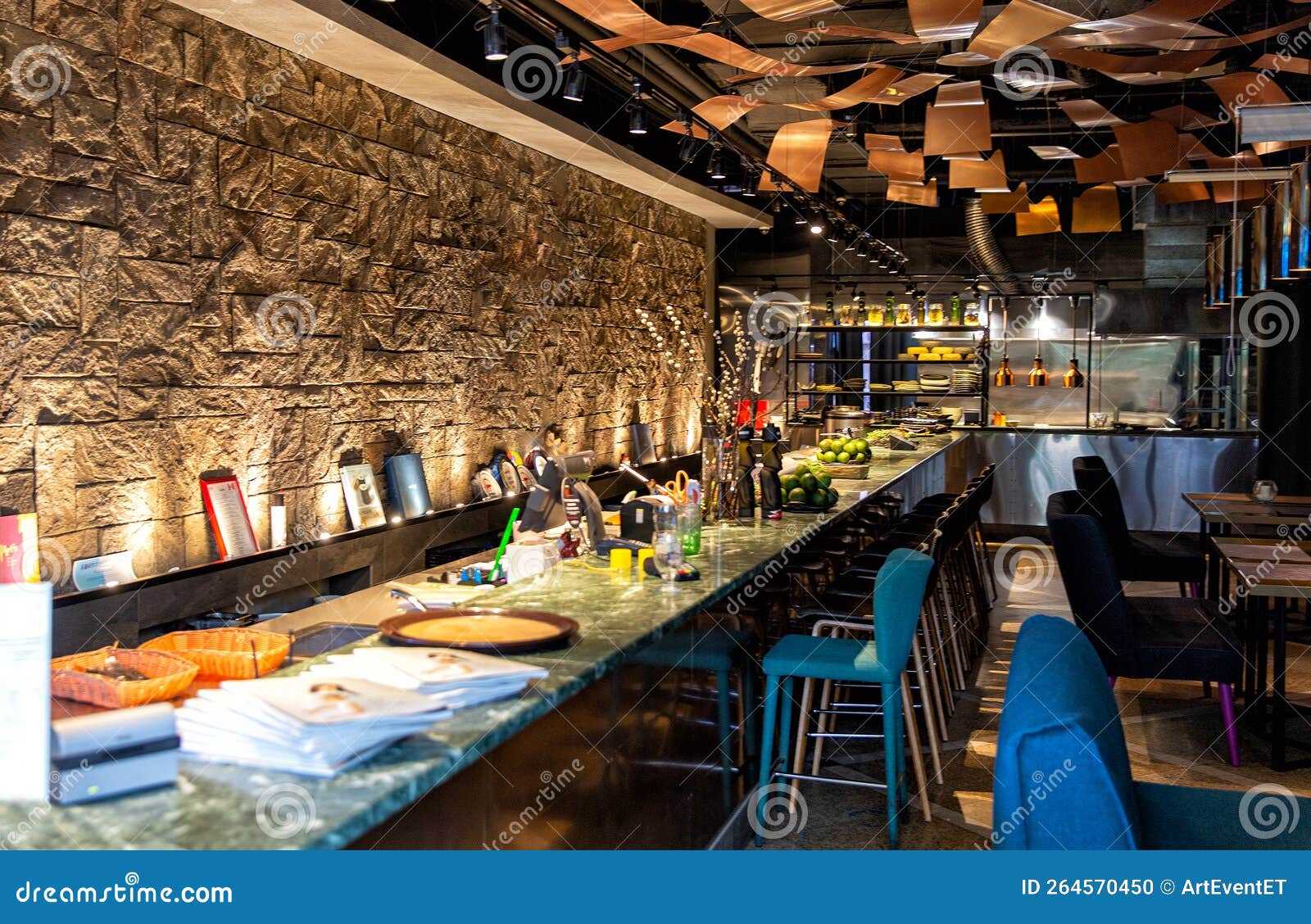 Interior of Restaurant in Latin American Style. Bar Counte Stock Photo ...