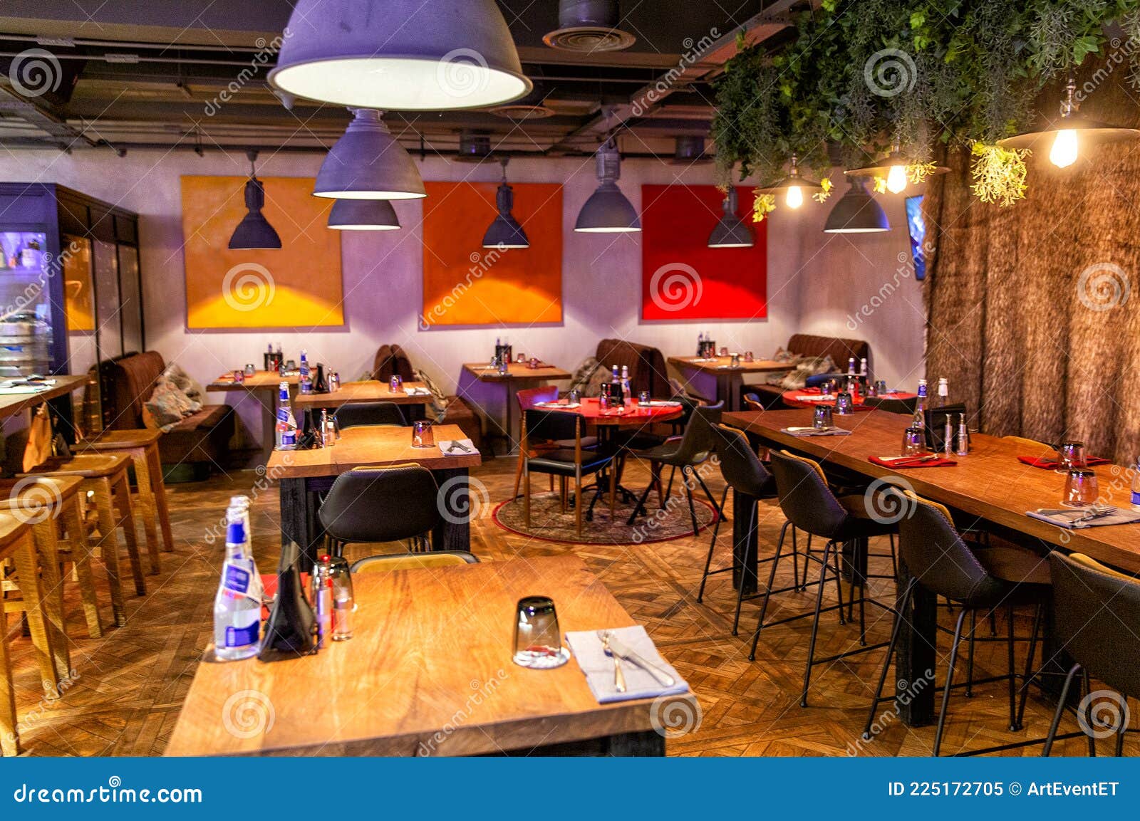 Interior of Cozy Restaurant in the Modern Style with Open Kitchen Stock ...