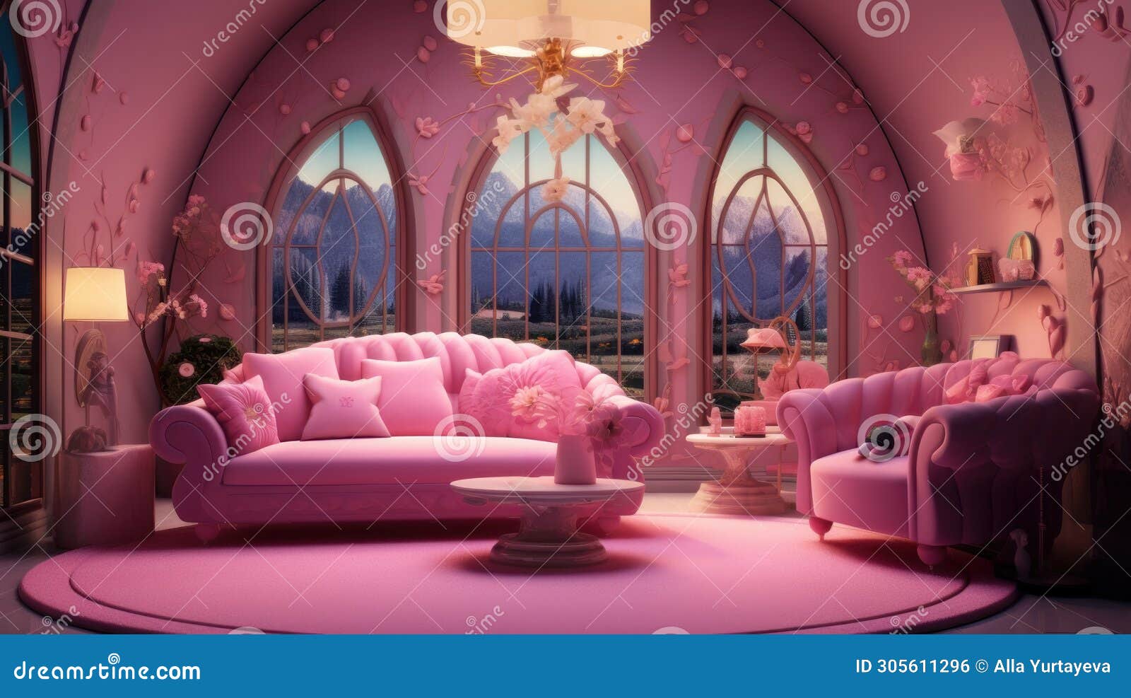 Interior of a Cozy Room in Barbie Style Stock Photo - Image of ...