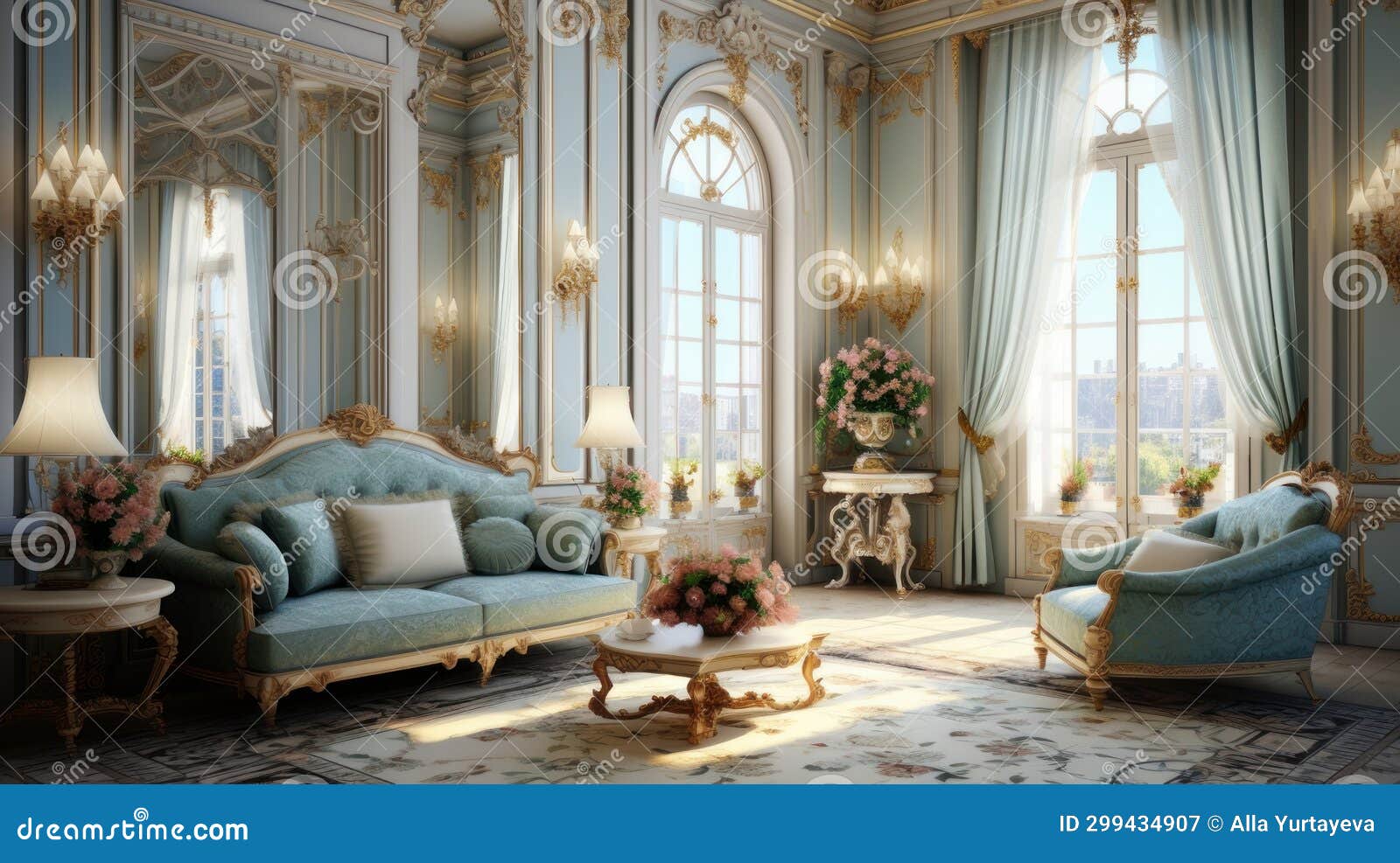 Interior of a Cozy Room in Classicism Style Stock Illustration ...