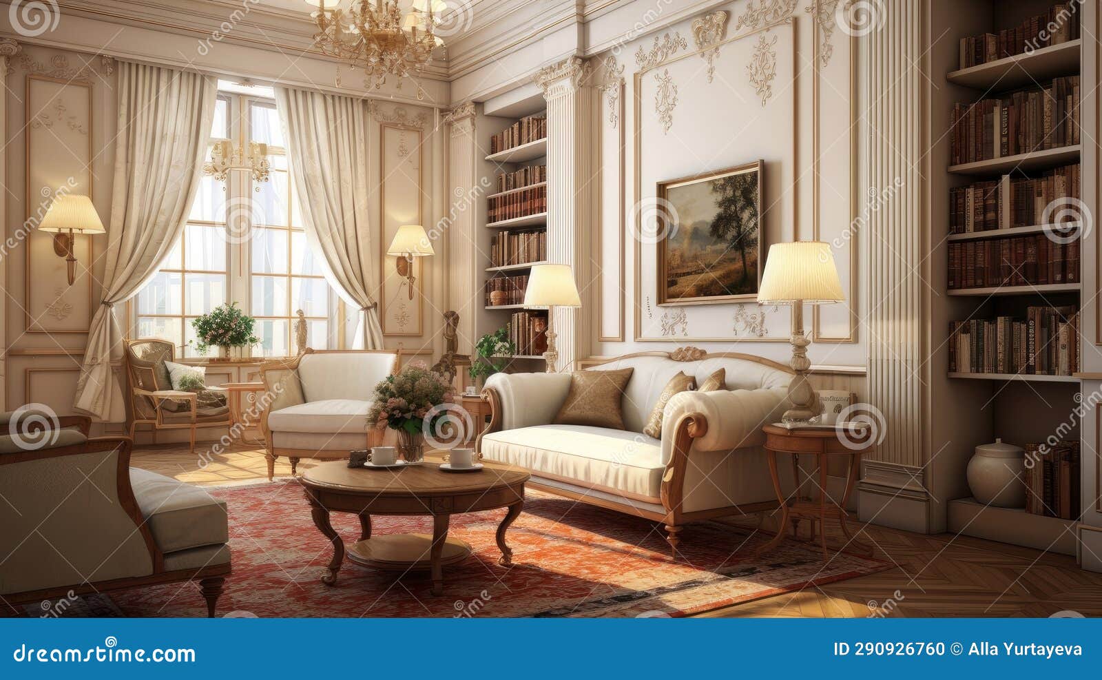 Interior of a Cozy Room in Classicism Style Stock Photo - Image of wall ...
