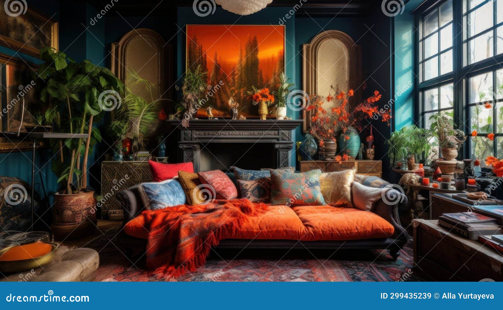 Interior of a Cozy Room in Eclectic Style Stock Image - Image of accommodation, details: 299435239