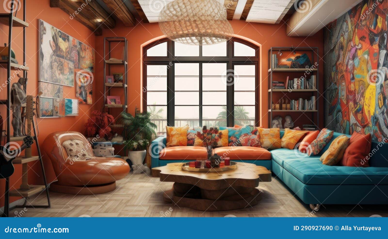 Interior of a Cozy Room in Eclectic Style Stock Photo - Image of room ...