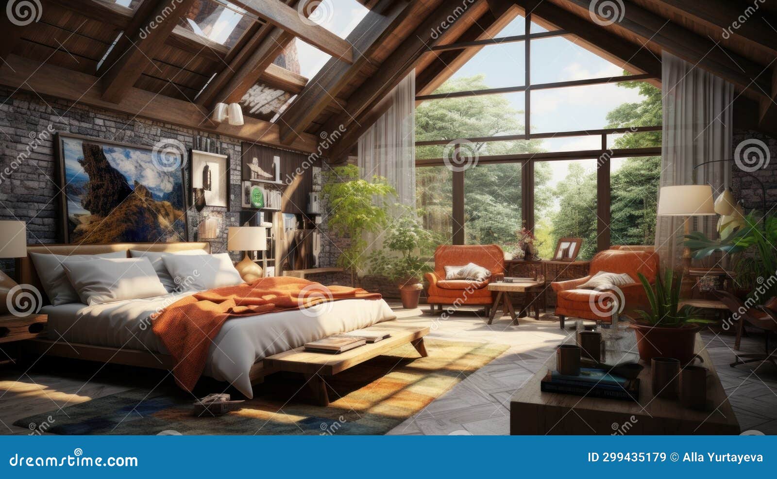 Interior of a Cozy Room in Fusion Style Stock Image - Image of modern ...