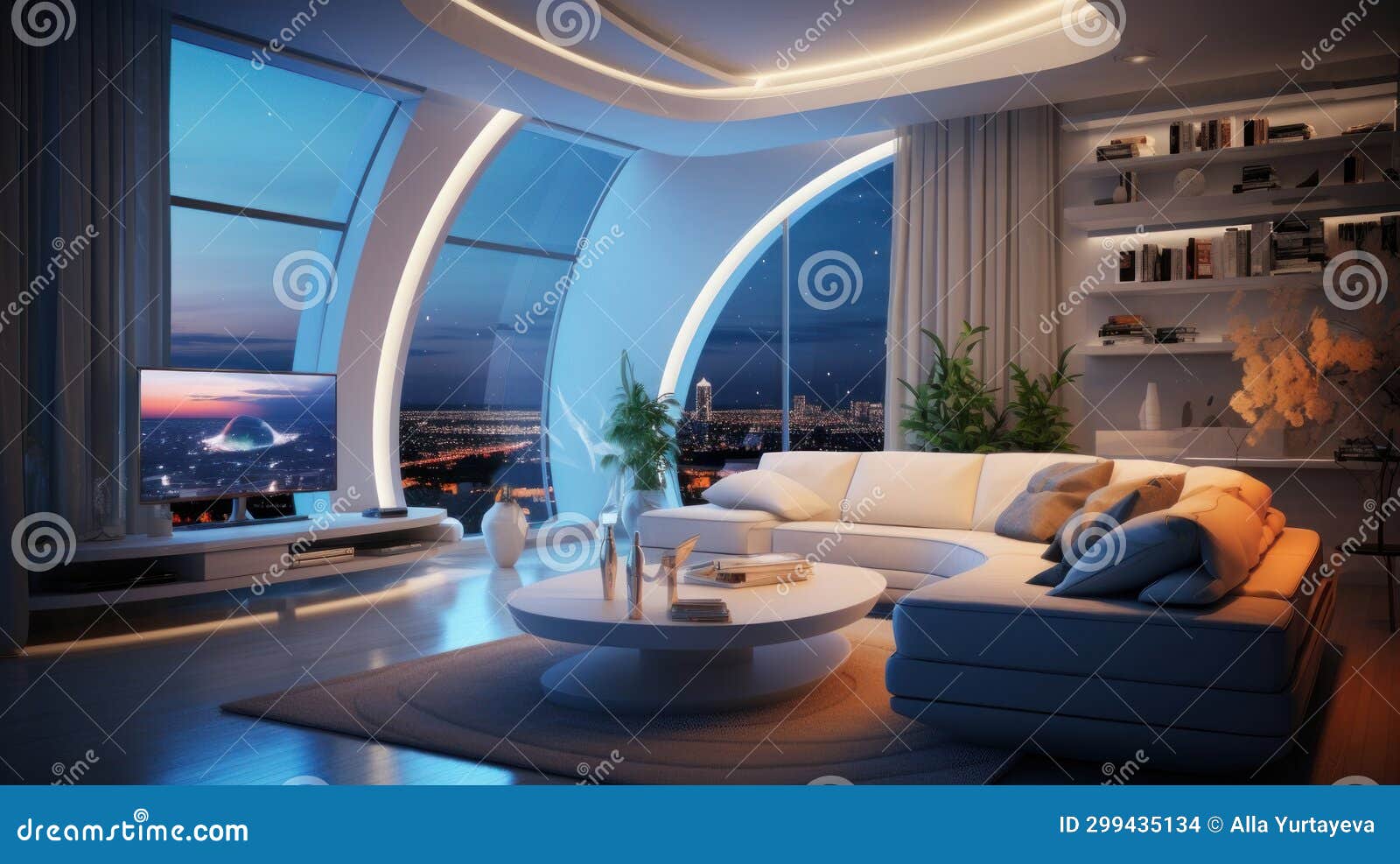 Interior of a Cozy Room in High-tech Style Stock Illustration ...