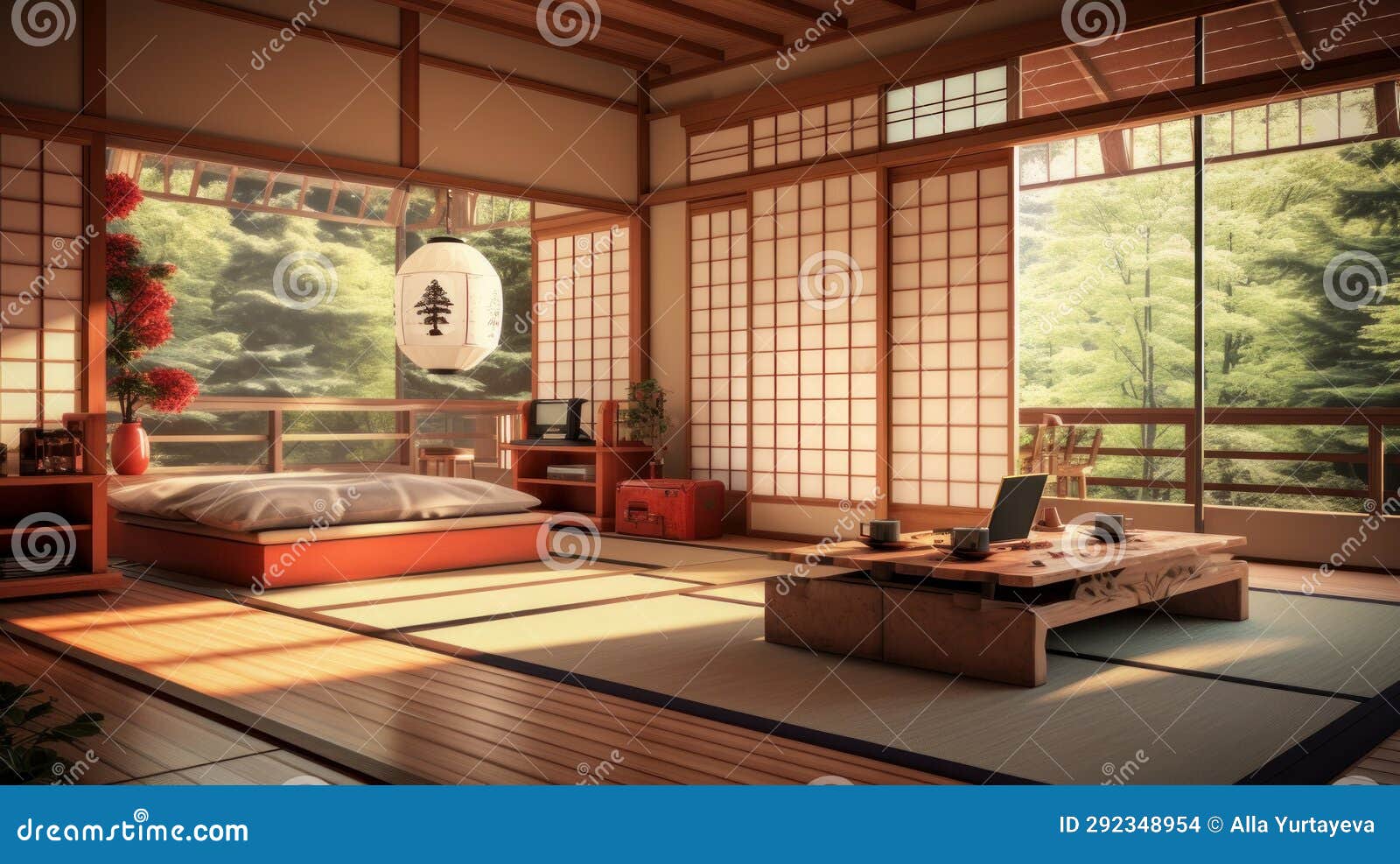 Interior of a Cozy Room in Japanese Style Stock Photo - Image of ...